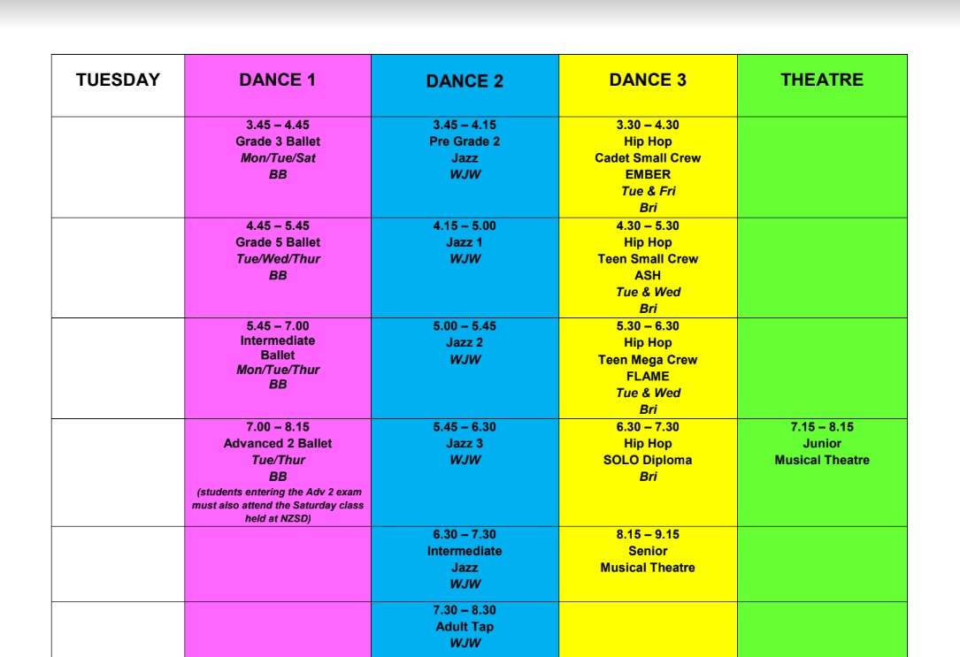 Timetable - Chilton Dance Centre - Chilton Saint James School